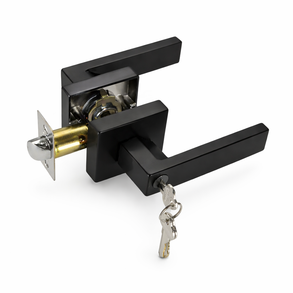 Heavy Duty Square Entry Door Handle Lock | Secure Modern Door Hardware ...